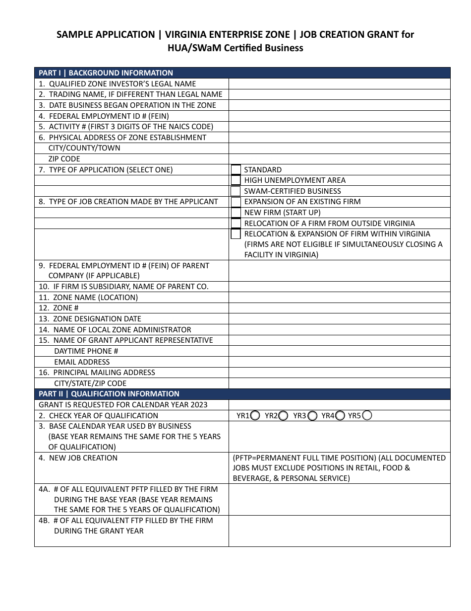 Virginia Job Creation Grant for Hua/Swam Certified Business Sample ...