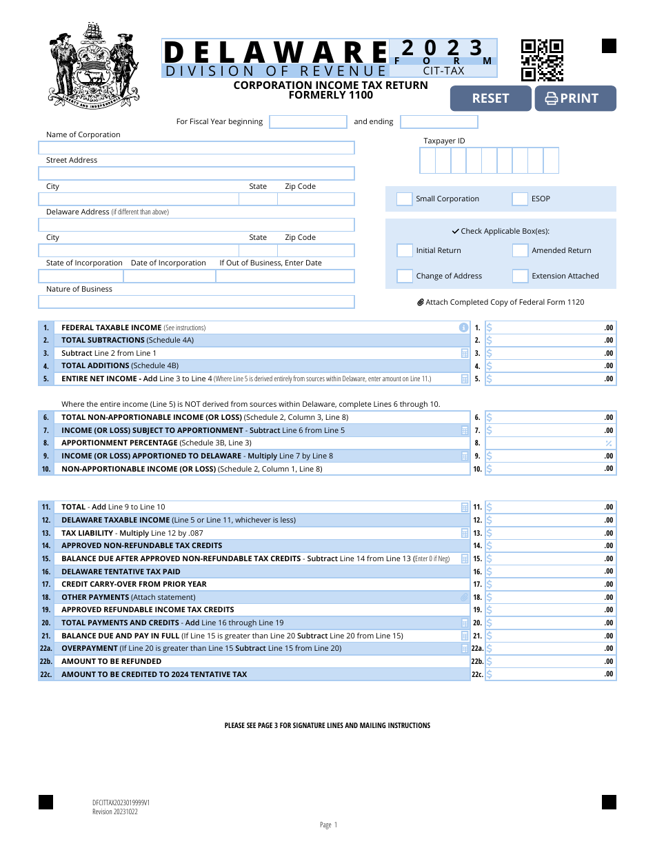 Form CIT-TAX - 2023 - Fill Out, Sign Online and Download Fillable PDF ...
