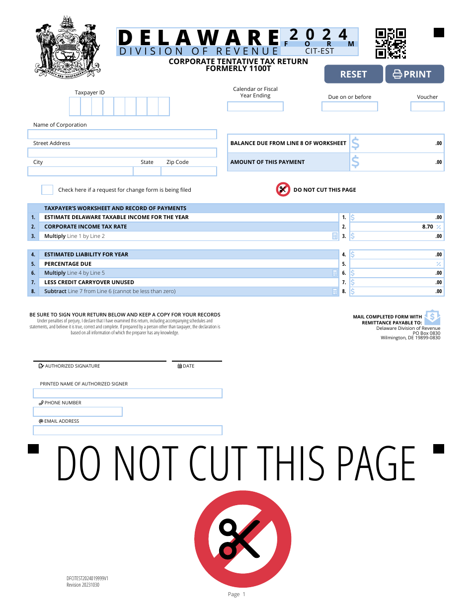 Form CIT-EST - 2024 - Fill Out, Sign Online and Download Fillable PDF ...