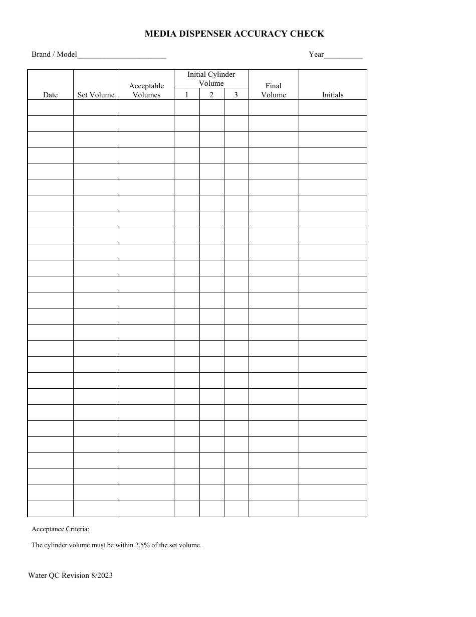Illinois Media Dispenser Accuracy Check Download Printable PDF ...