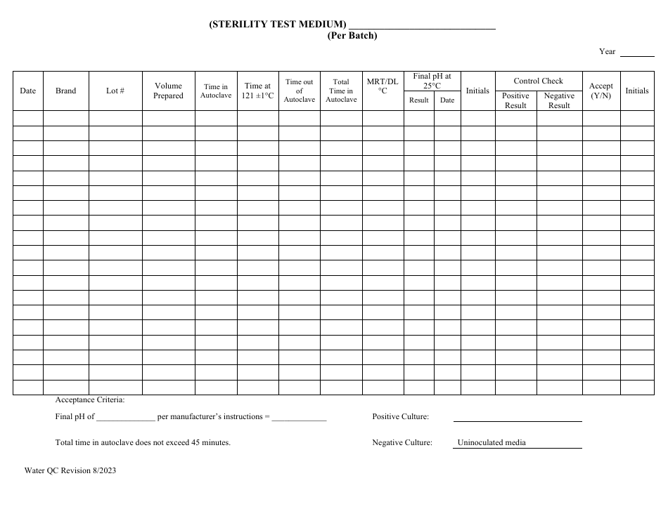 Illinois Sterility Test Medium (Per Batch) - Fill Out, Sign Online and ...