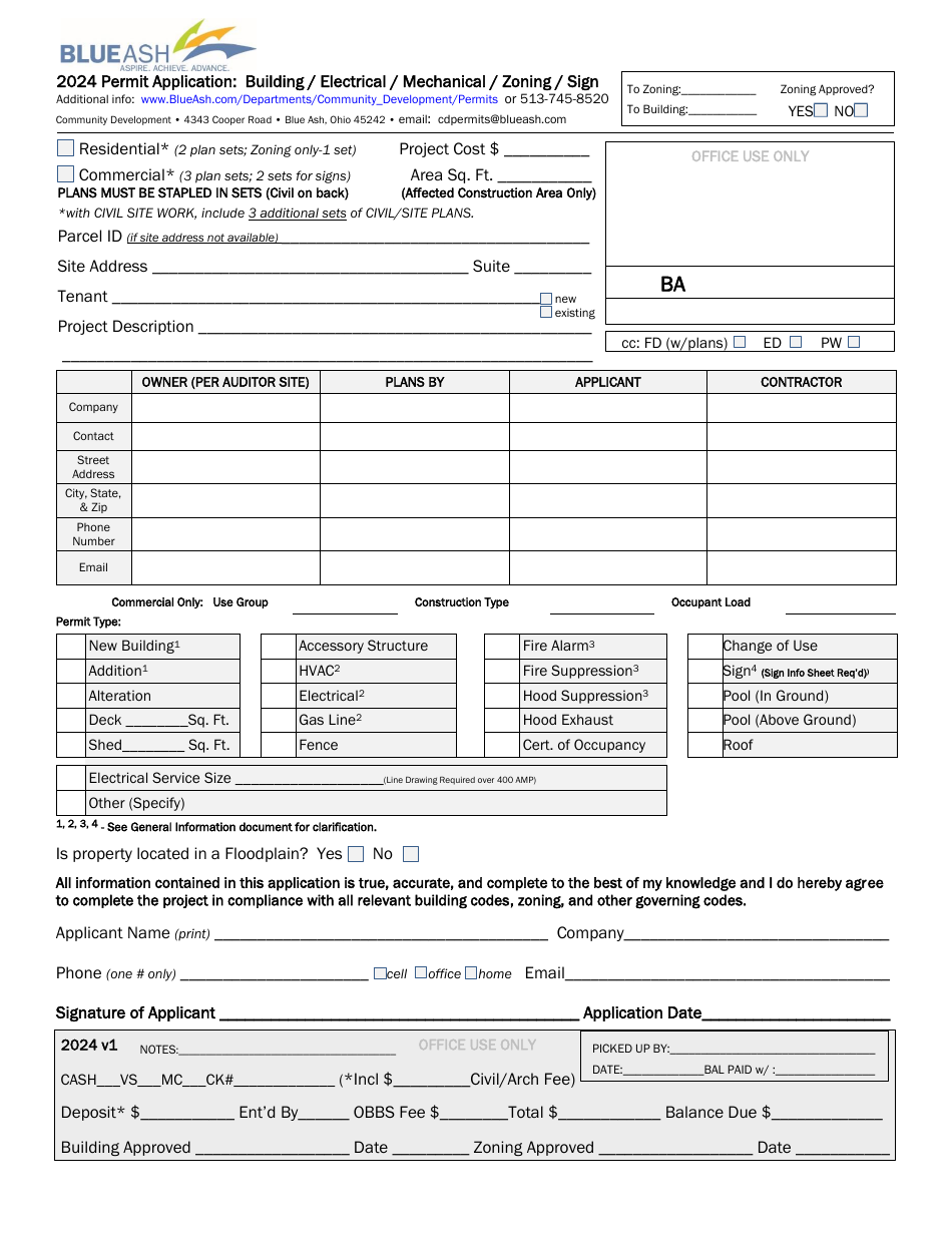 2024 City of Blue Ash, Ohio Permit Application: Building/Electrical ...