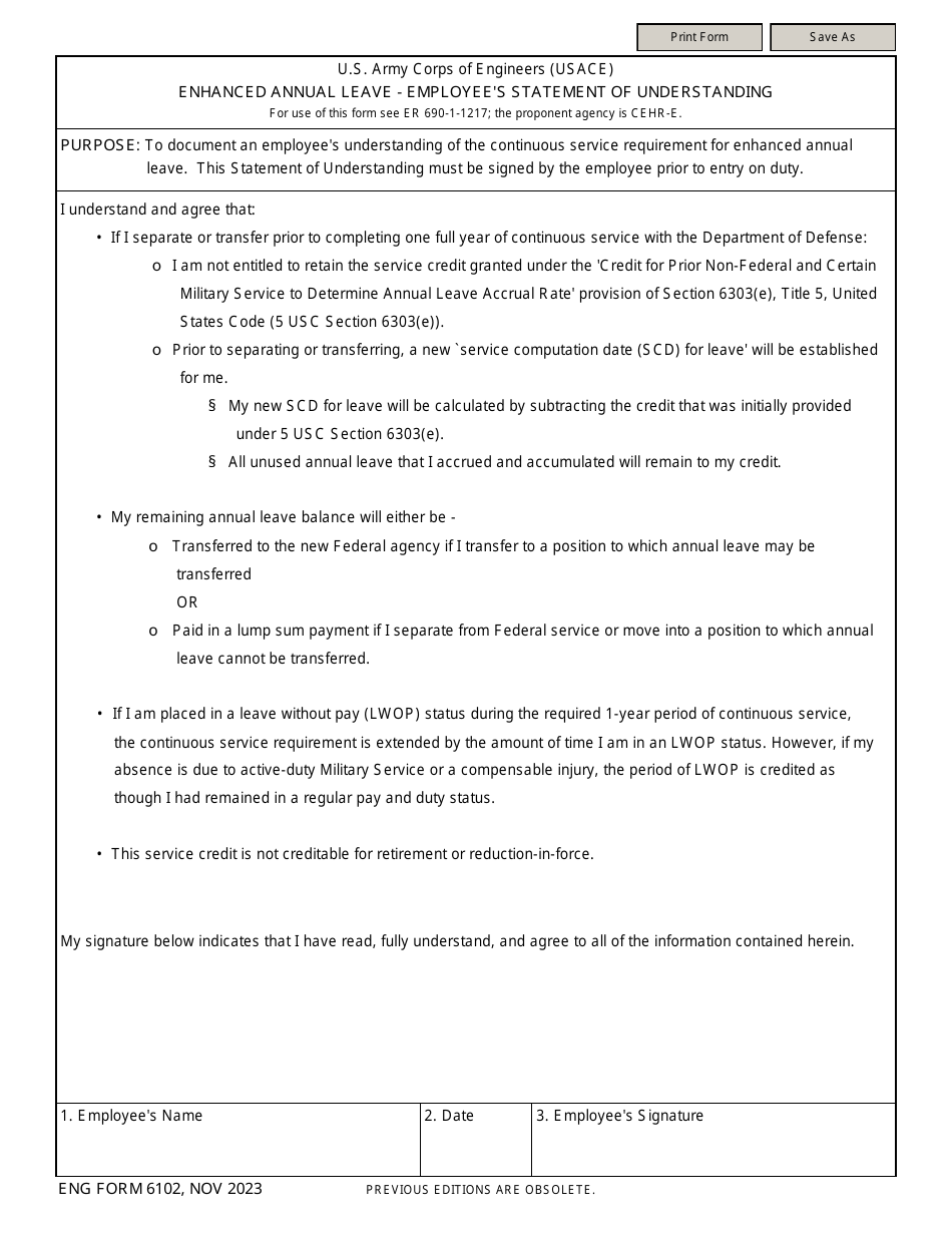 ENG Form 6102 Download Fillable PDF or Fill Online Enhanced Annual ... ENG Form 6102 Download Fillable PDF or Fill Online Enhanced Annual ...