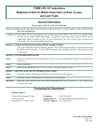 Download Instructions for Form LRC-147 Statement of Rent for Mobile ...