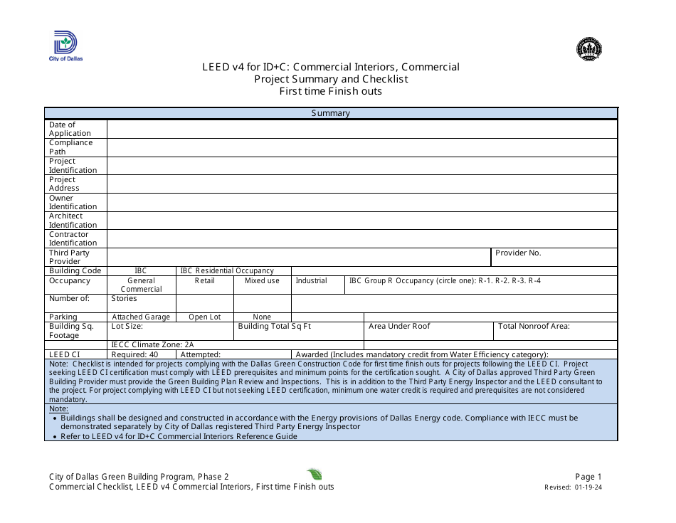 City of Dallas, Texas Leed V4 for Id+c: Commercial Interiors ...