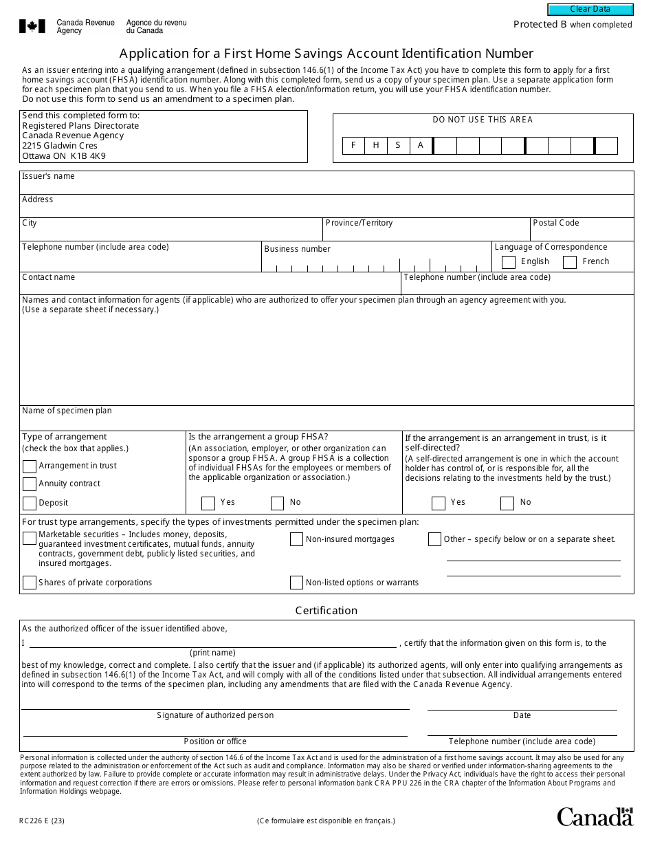 Form RC226 - Fill Out, Sign Online and Download Fillable PDF, Canada | Templateroller