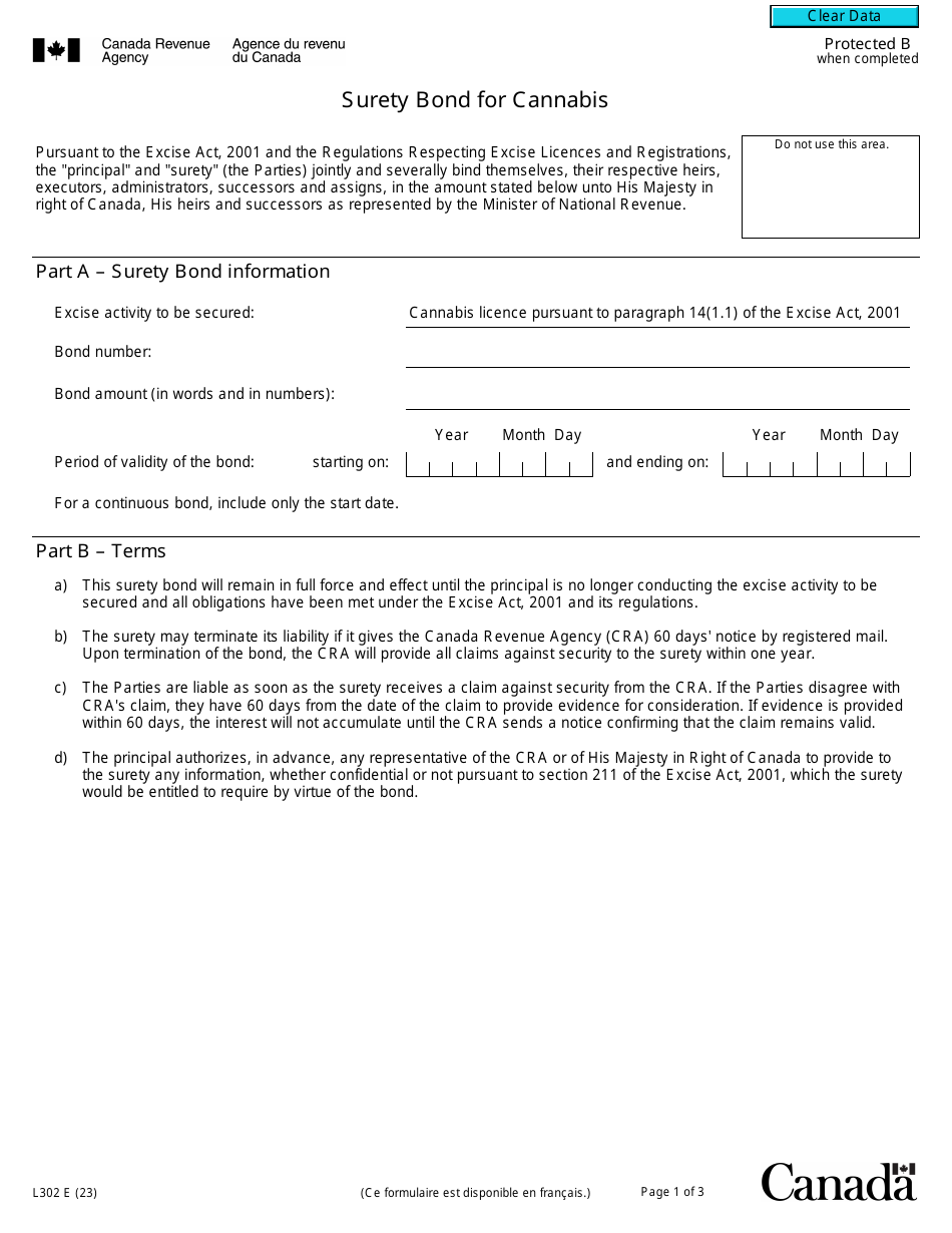 Form L302 - Fill Out, Sign Online and Download Fillable PDF, Canada ...