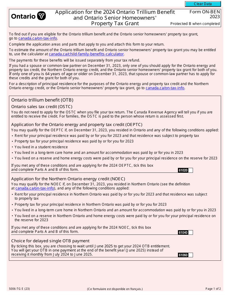 Form 5006-TG (ON-BEN) - 2023 - Fill Out, Sign Online and Download ...