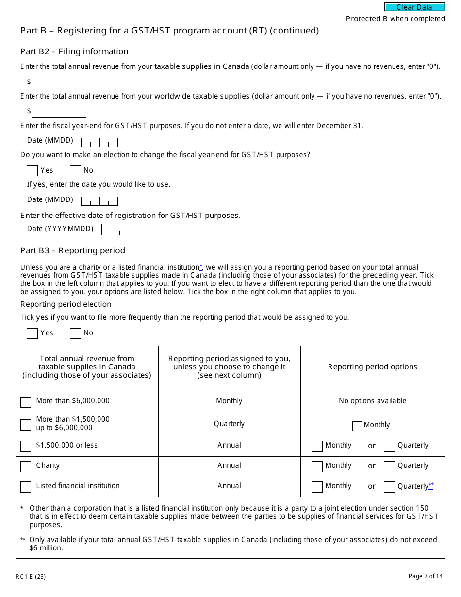 Form RC1 Download Fillable PDF or Fill Online Request for a Business Number and Certain Program ...