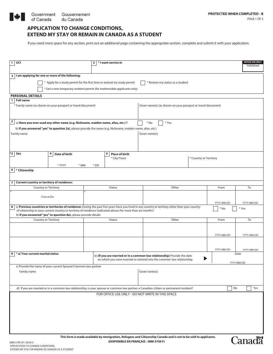 Form IMM5709 - Fill Out, Sign Online and Download Fillable PDF, Canada | Templateroller