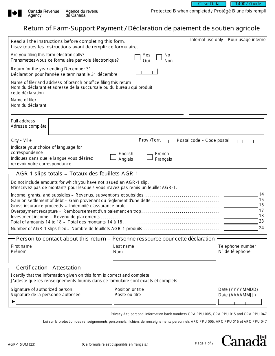 Form AGR-1 SUM - Fill Out, Sign Online and Download Fillable PDF ...