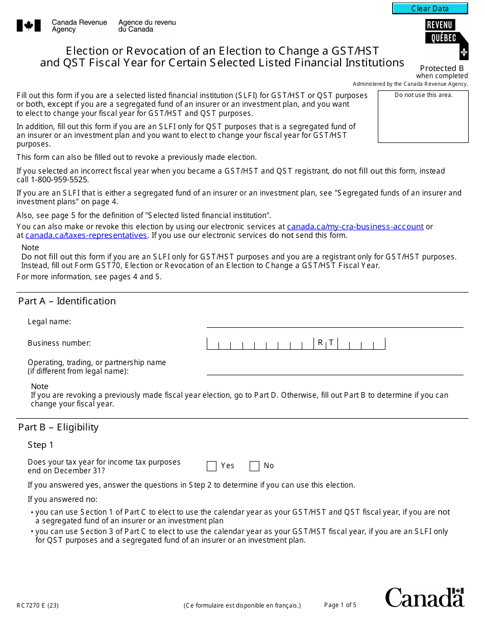 Form RC7270 Download Fillable PDF or Fill Online Election or Revocation ...