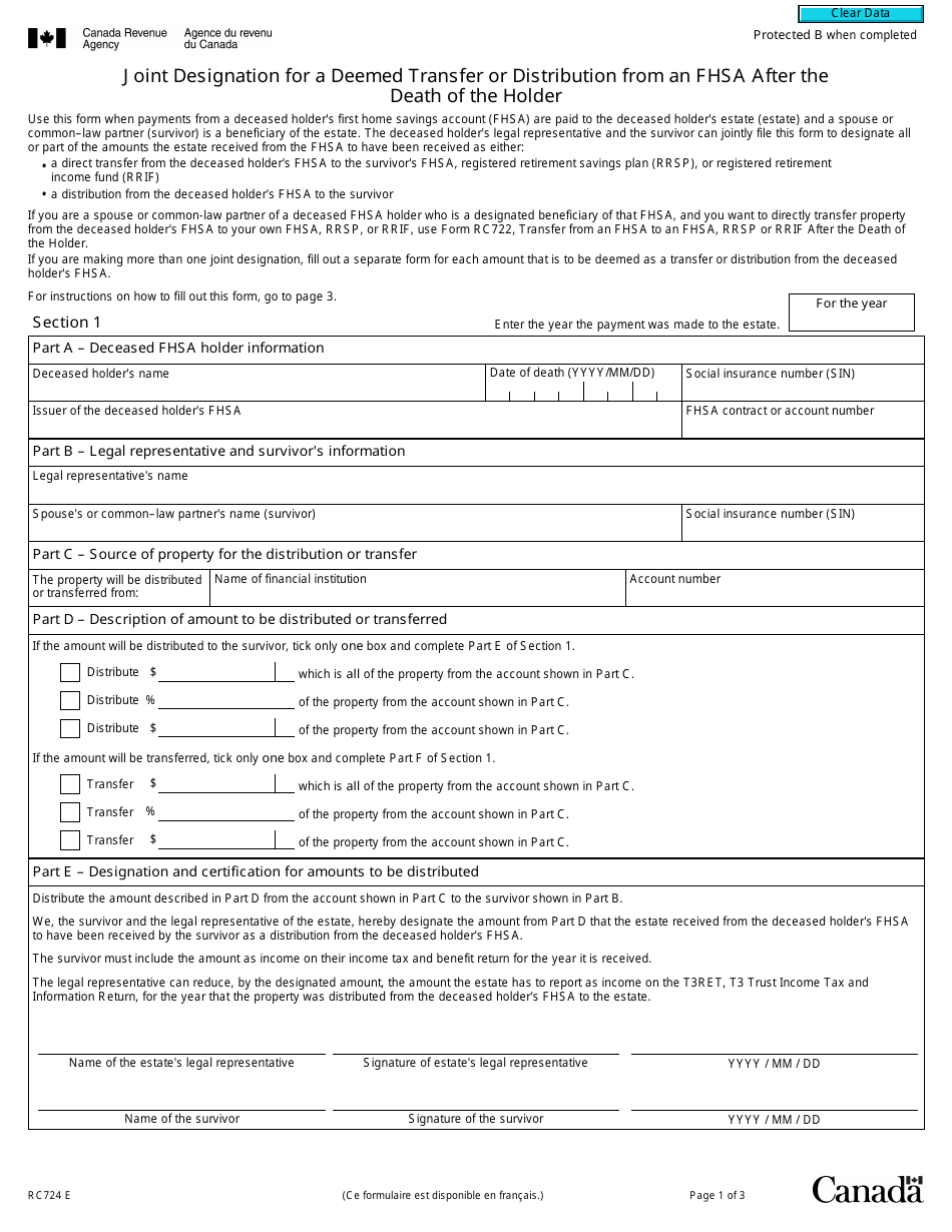Form RC724 - Fill Out, Sign Online and Download Fillable PDF, Canada ...