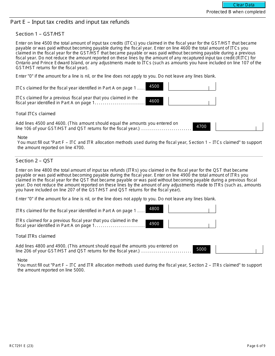 Form RC7291 - Fill Out, Sign Online and Download Fillable PDF, Canada ...