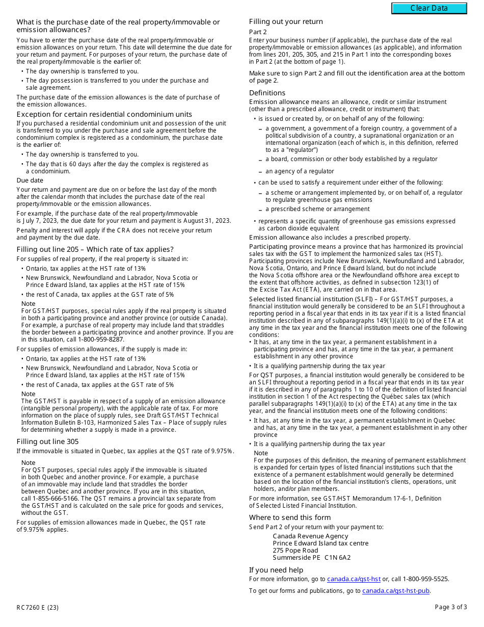 Form RC7260 Download Fillable PDF or Fill Online Gst/Hst and Qst Return ...