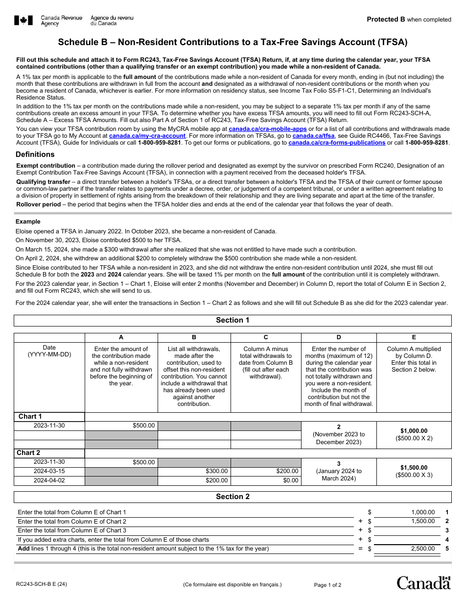 Form RC243 Schedule B Download Fillable PDF or Fill Online Non-resident ...
