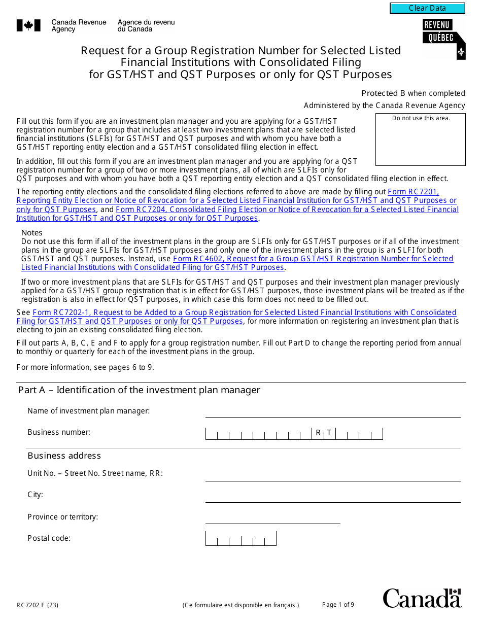 Form RC7202 Download Fillable PDF or Fill Online Request for a Group ...