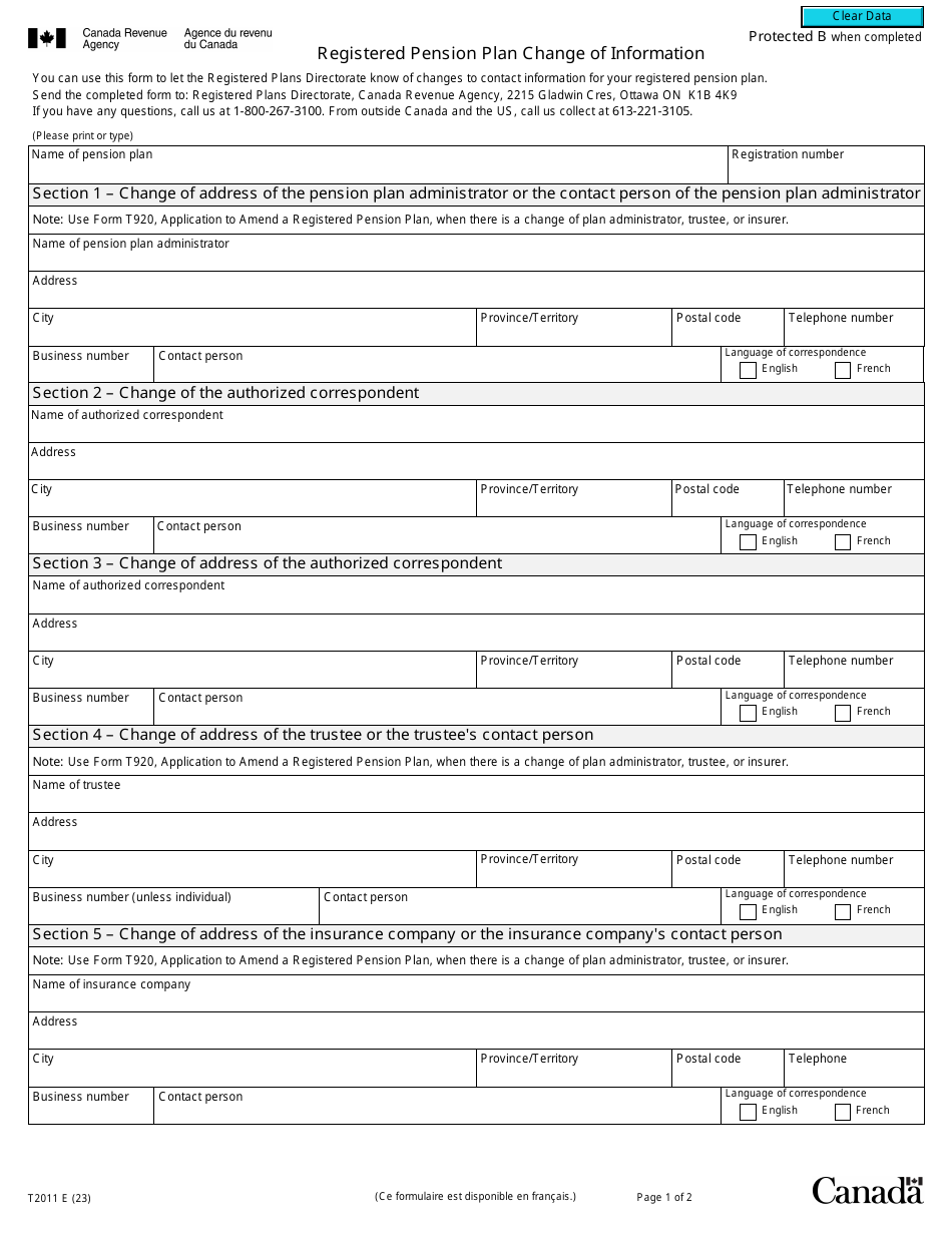 Form T2011 - Fill Out, Sign Online and Download Fillable PDF, Canada | Templateroller
