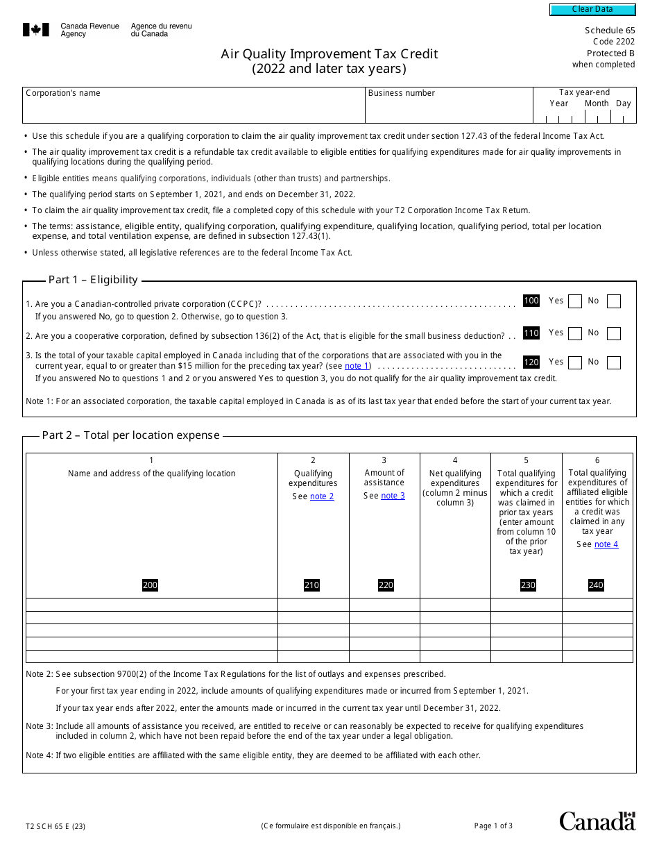 Form T2 Schedule 65 - Fill Out, Sign Online and Download Fillable PDF, Canada | Templateroller