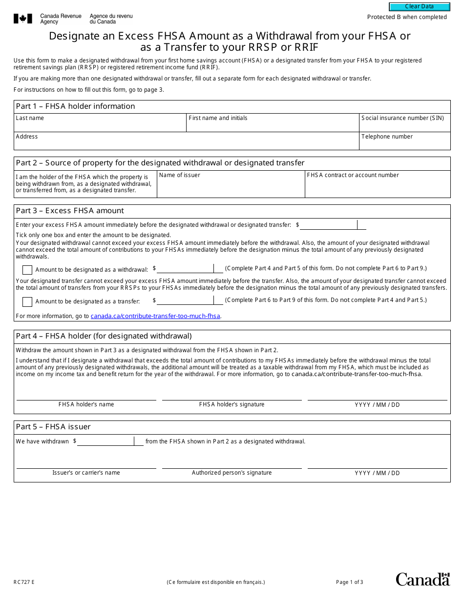 Form RC727 - Fill Out, Sign Online and Download Fillable PDF, Canada ...