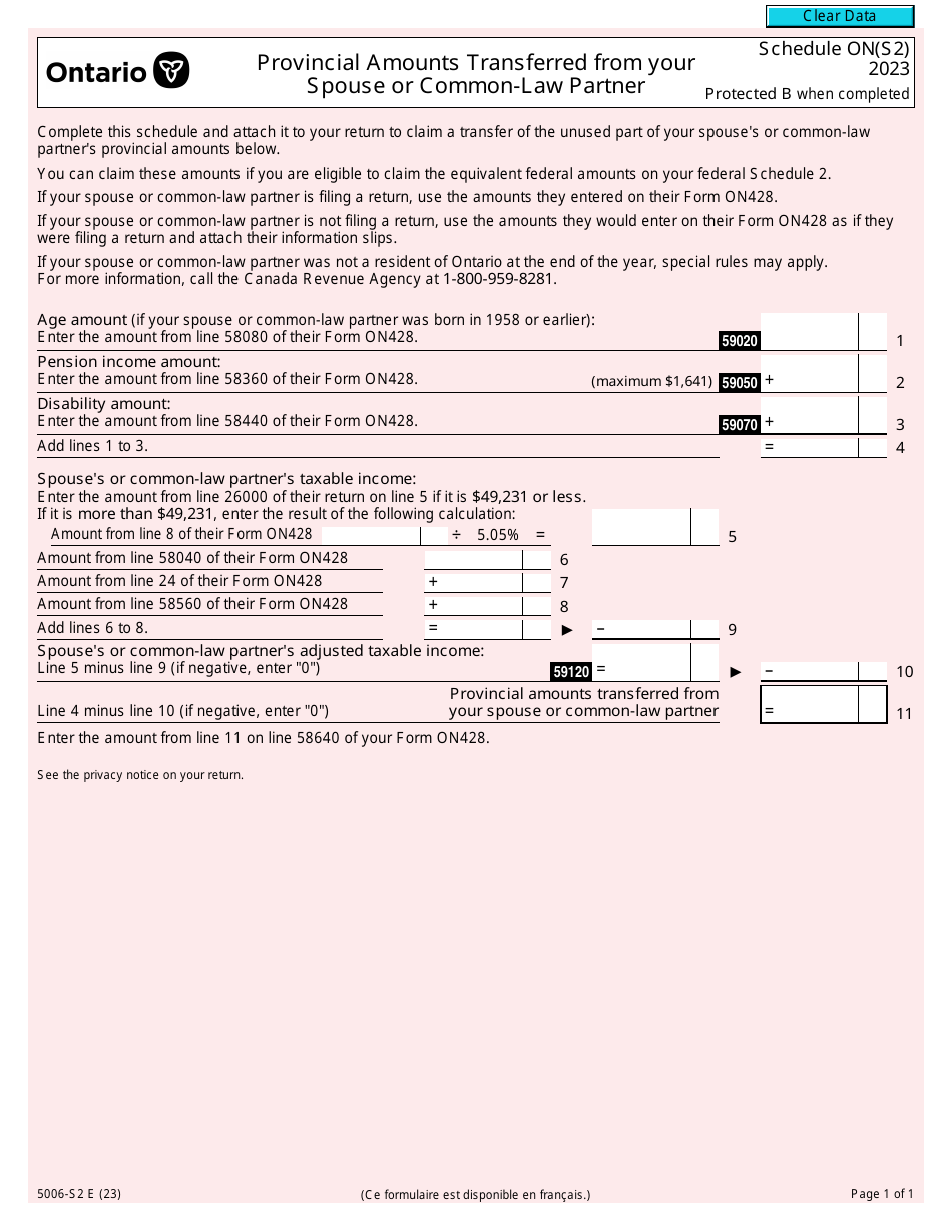 Form 5006-S2 Schedule ON(S2) - 2023 - Fill Out, Sign Online and ...