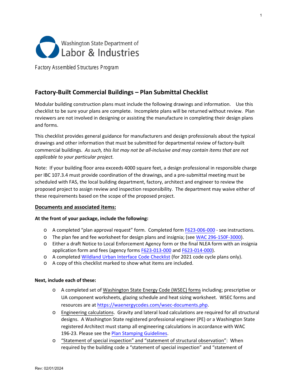 Washington Factory-Built Commercial Buildings - Plan Submittal ...
