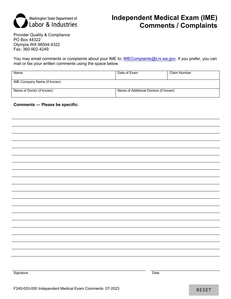 Form F245-053-000 Download Fillable PDF or Fill Online Independent ...