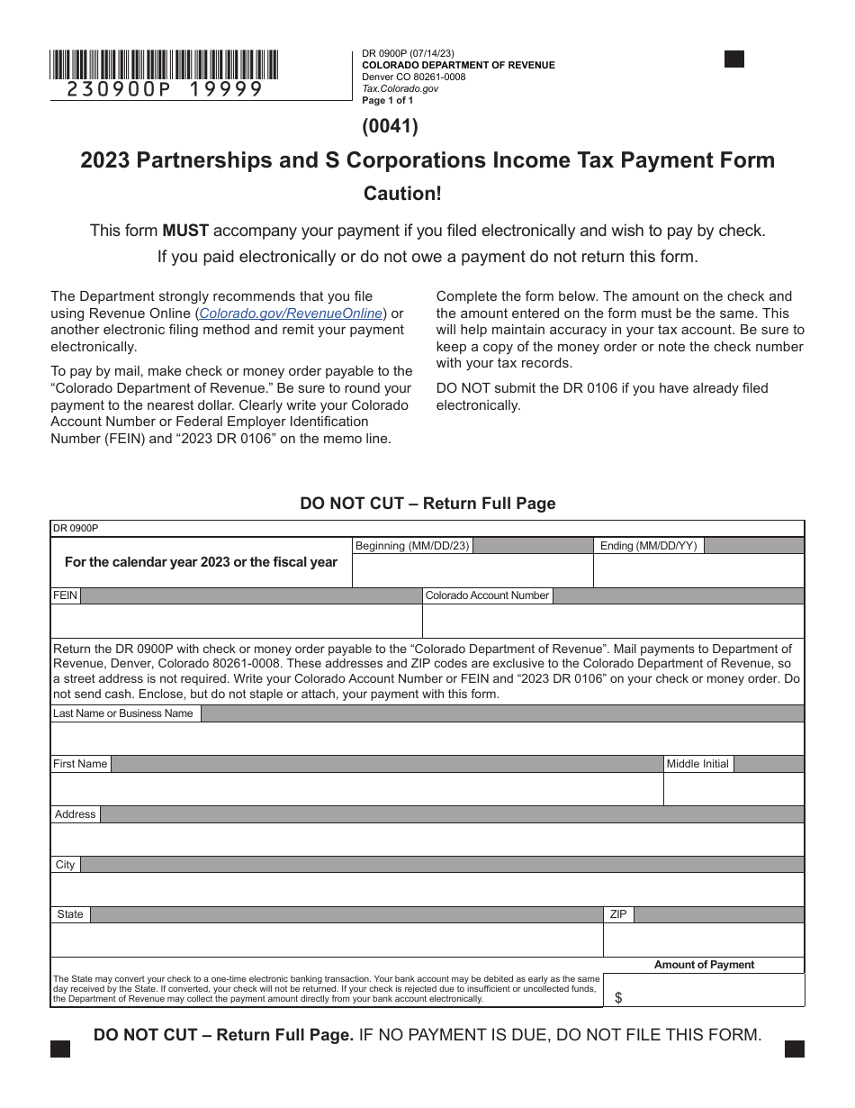 Form DR0900P Download Fillable PDF or Fill Online Partnerships and S ...