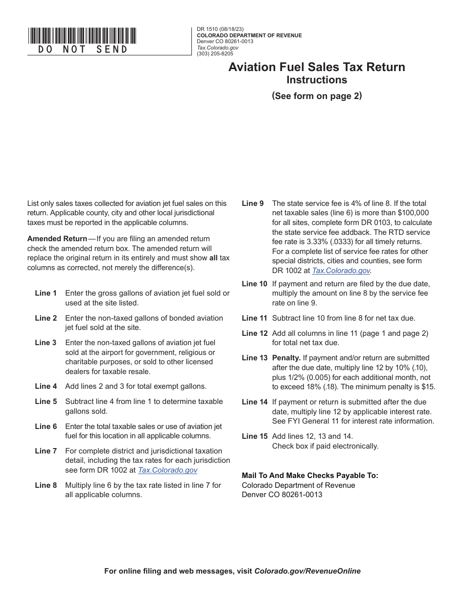 Form DR1510 - Fill Out, Sign Online and Download Fillable PDF, Colorado ...