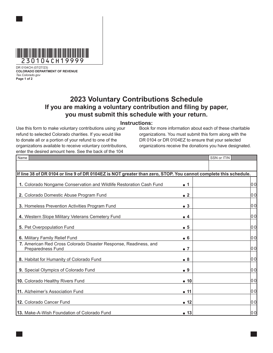 Form DR0104CH - 2023 - Fill Out, Sign Online and Download Fillable PDF, Colorado | Templateroller