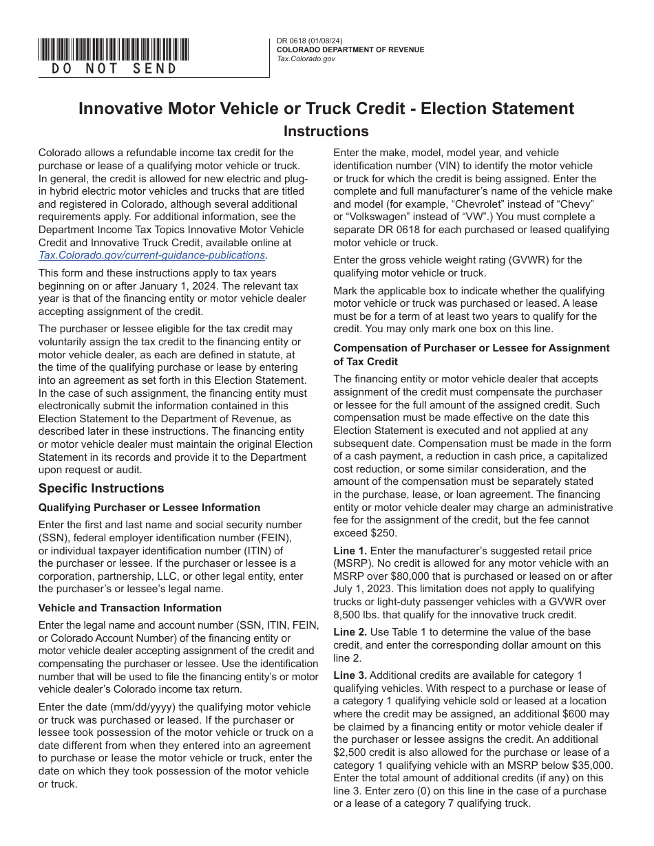 Form DR0618 Download Fillable PDF or Fill Online Innovative Motor ...