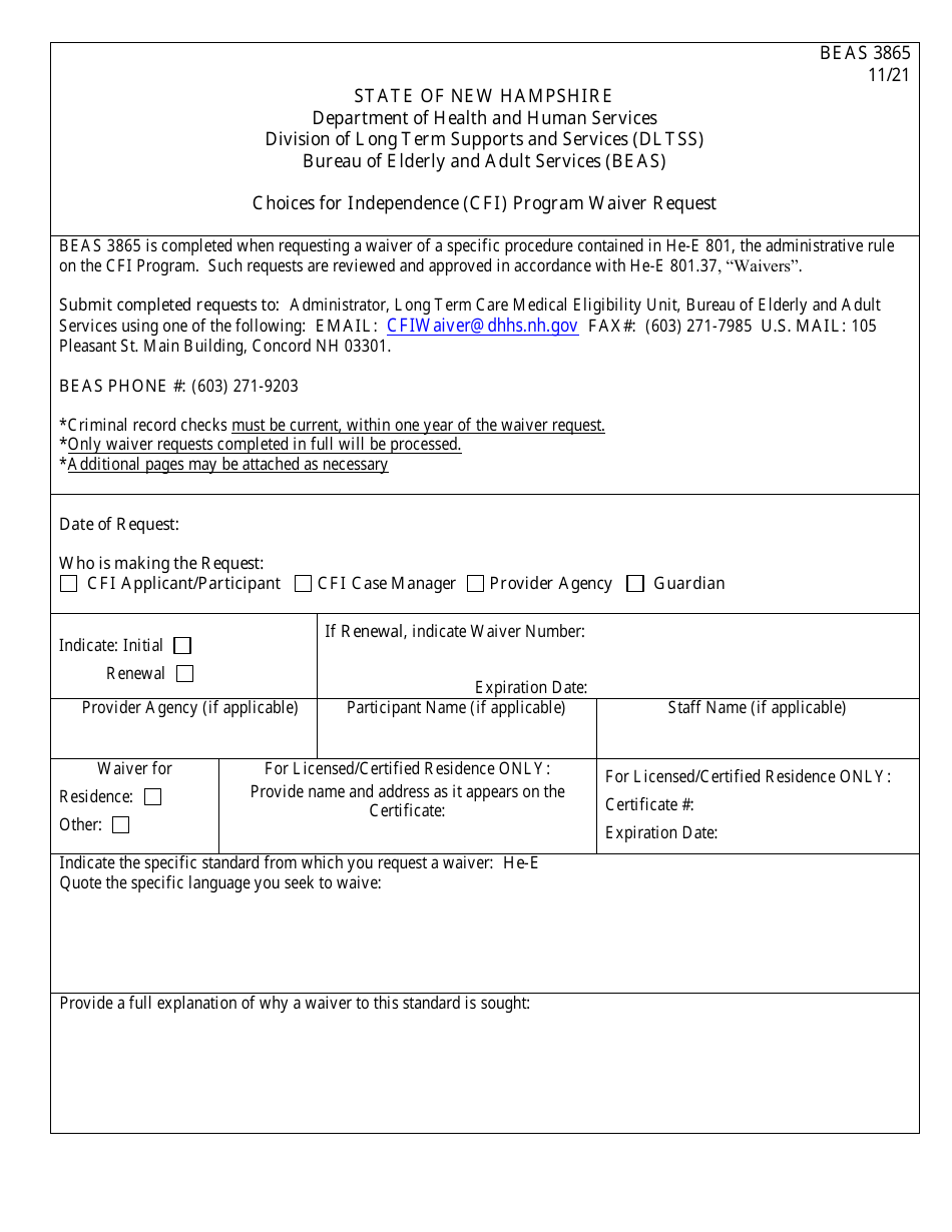 Form BEAS3865 - Fill Out, Sign Online and Download Printable PDF, New ...