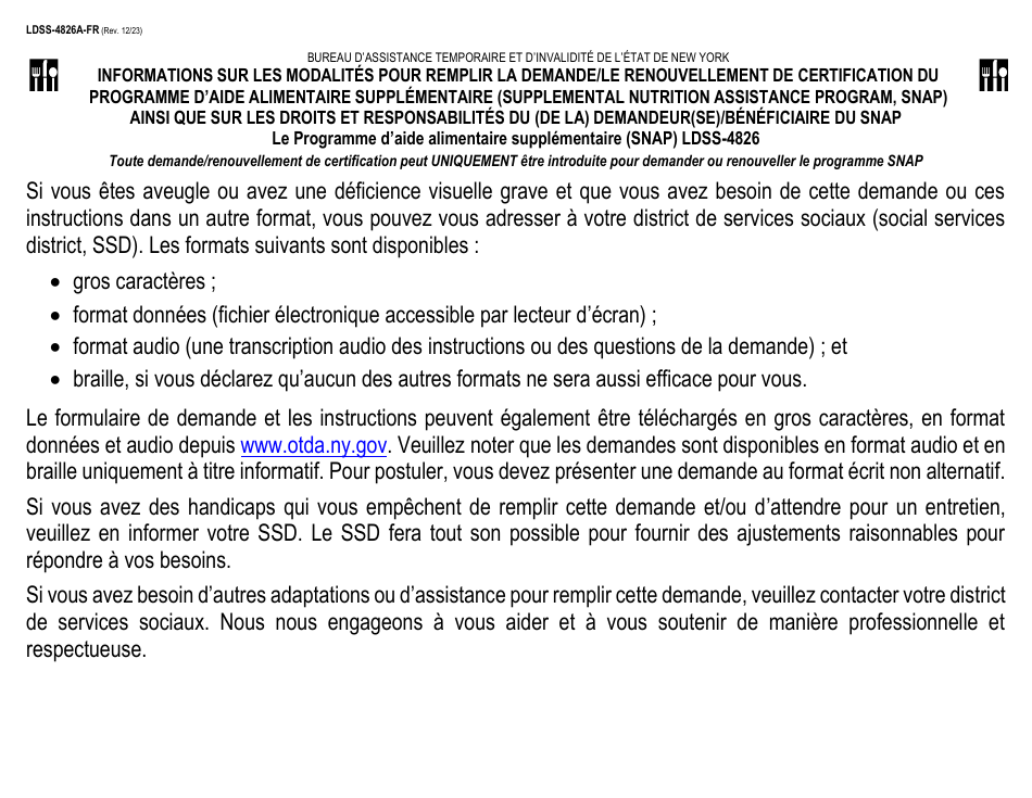 Download Instruction pour Forme LDSS-4826 Supplemental Nutrition ...