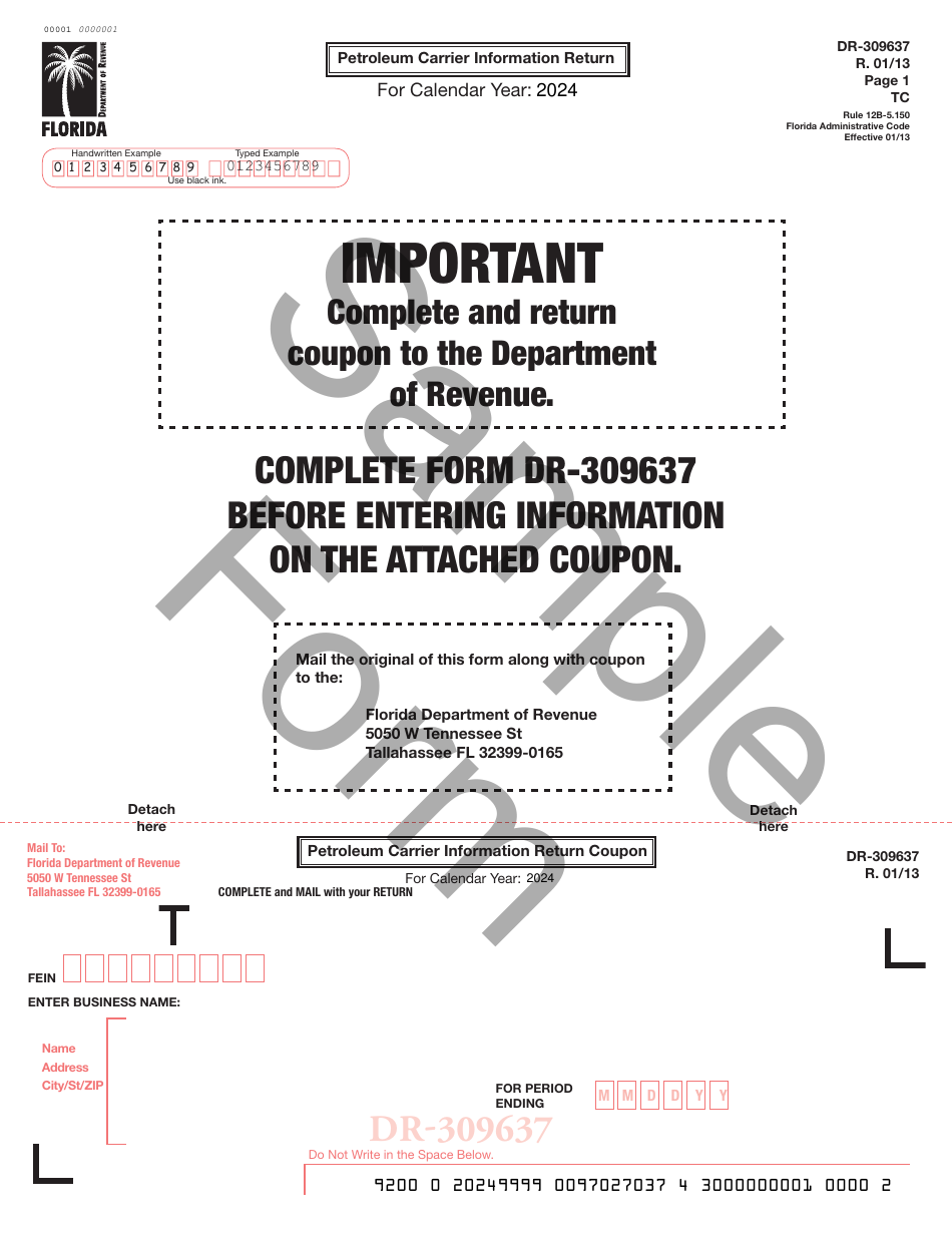 Form DR-309637 Download Printable PDF or Fill Online Petroleum Carrier ...