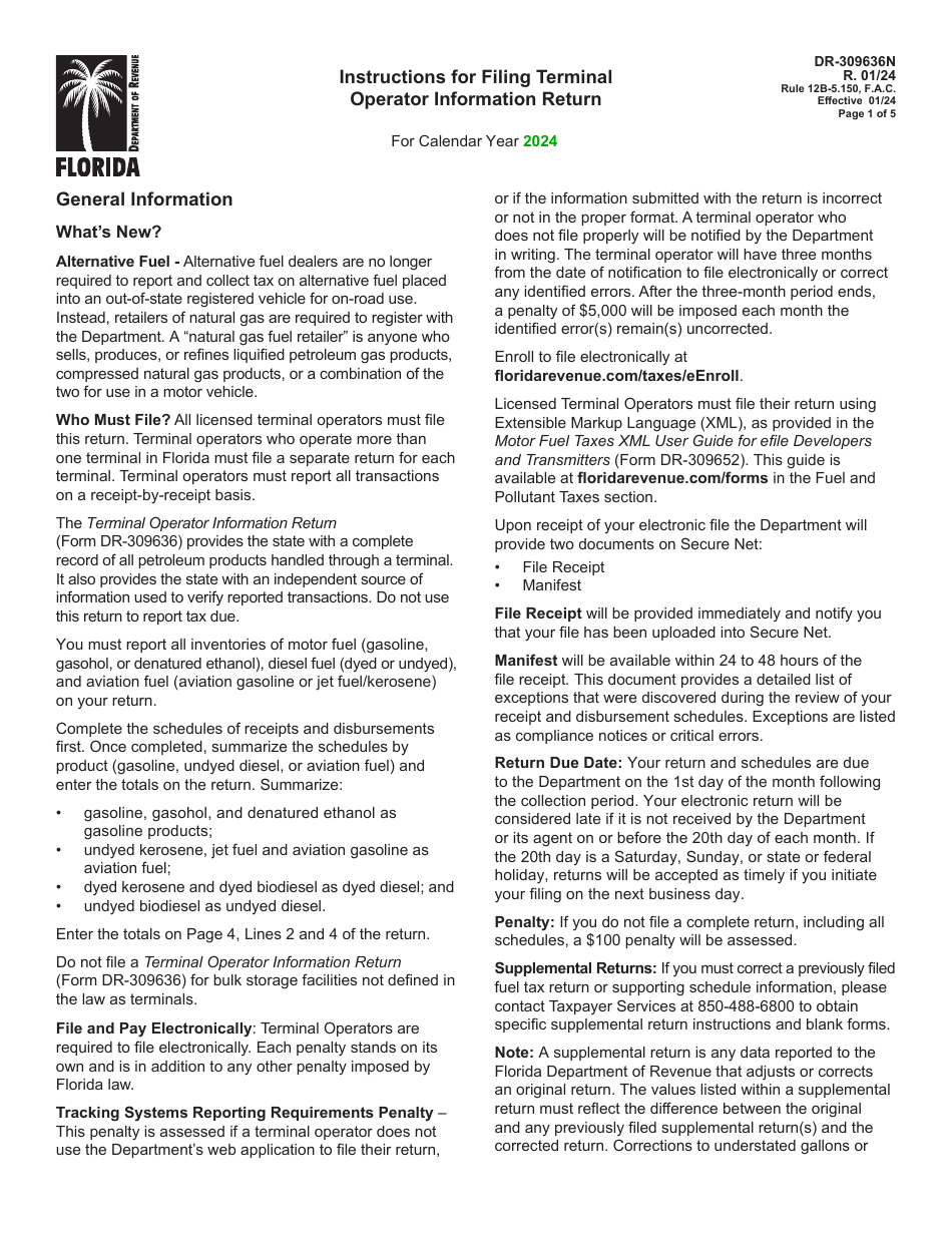 Download Instructions for Form DR-309636 Terminal Operator Information ...