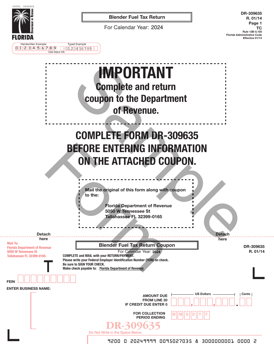 Form DR-309635 Download Printable PDF or Fill Online Blender Fuel Tax ...