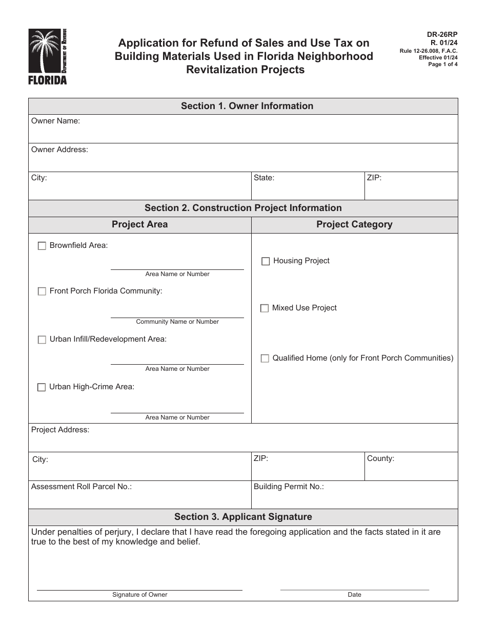 Form DR-26RP Download Fillable PDF or Fill Online Application for ...