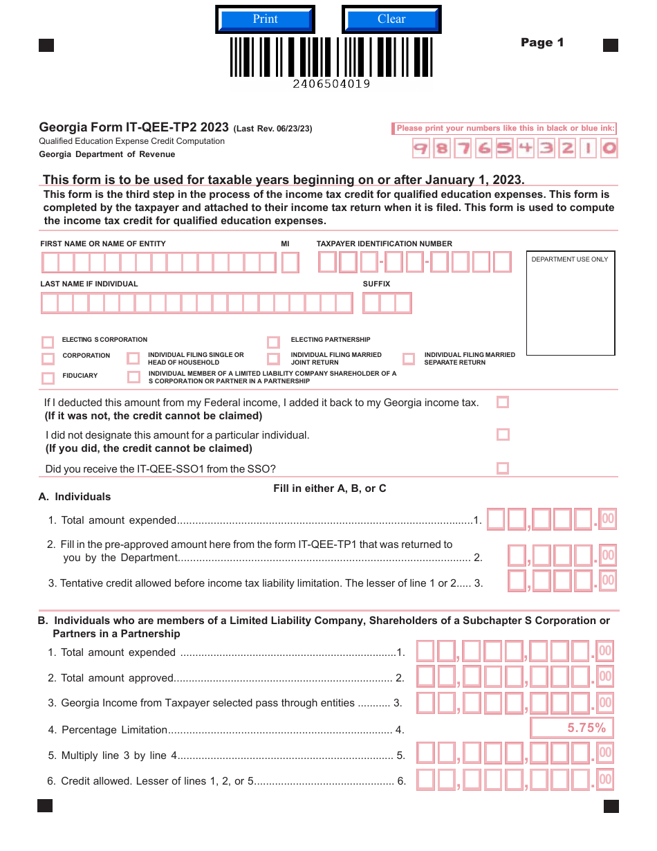 Form IT-QEE-TP2 Download Fillable PDF or Fill Online Qualified ...