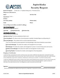 Alaska Aspirealaska Security Request - Fill Out, Sign Online and ...