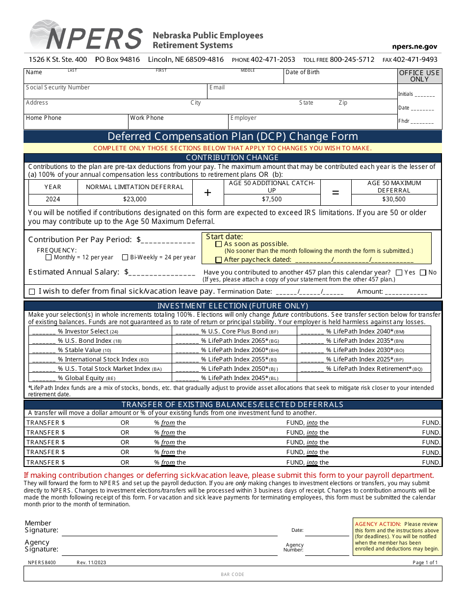 Form NPERS8400 - Fill Out, Sign Online and Download Fillable PDF ...
