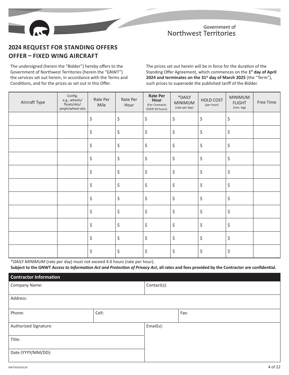 Form NWT9264 - 2024 - Fill Out, Sign Online and Download Fillable PDF ...