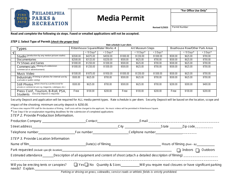 City of Philadelphia, Pennsylvania Media Permit Application - Fill Out ...