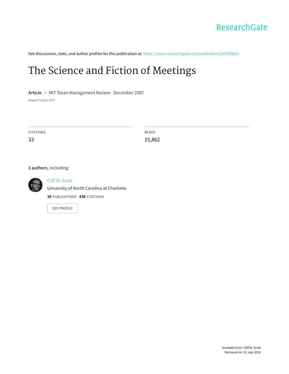 The Science and Fiction of Meetings - Steven G. Rogelberg, Cliff Scott ...