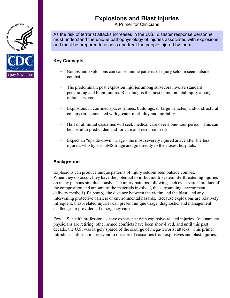 Explosions and Blast Injuries - a Primer for Clinicians - Fill Out ...