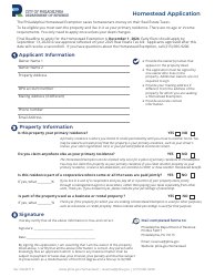 2024 City of Philadelphia, Pennsylvania Homestead Application - Fill ...