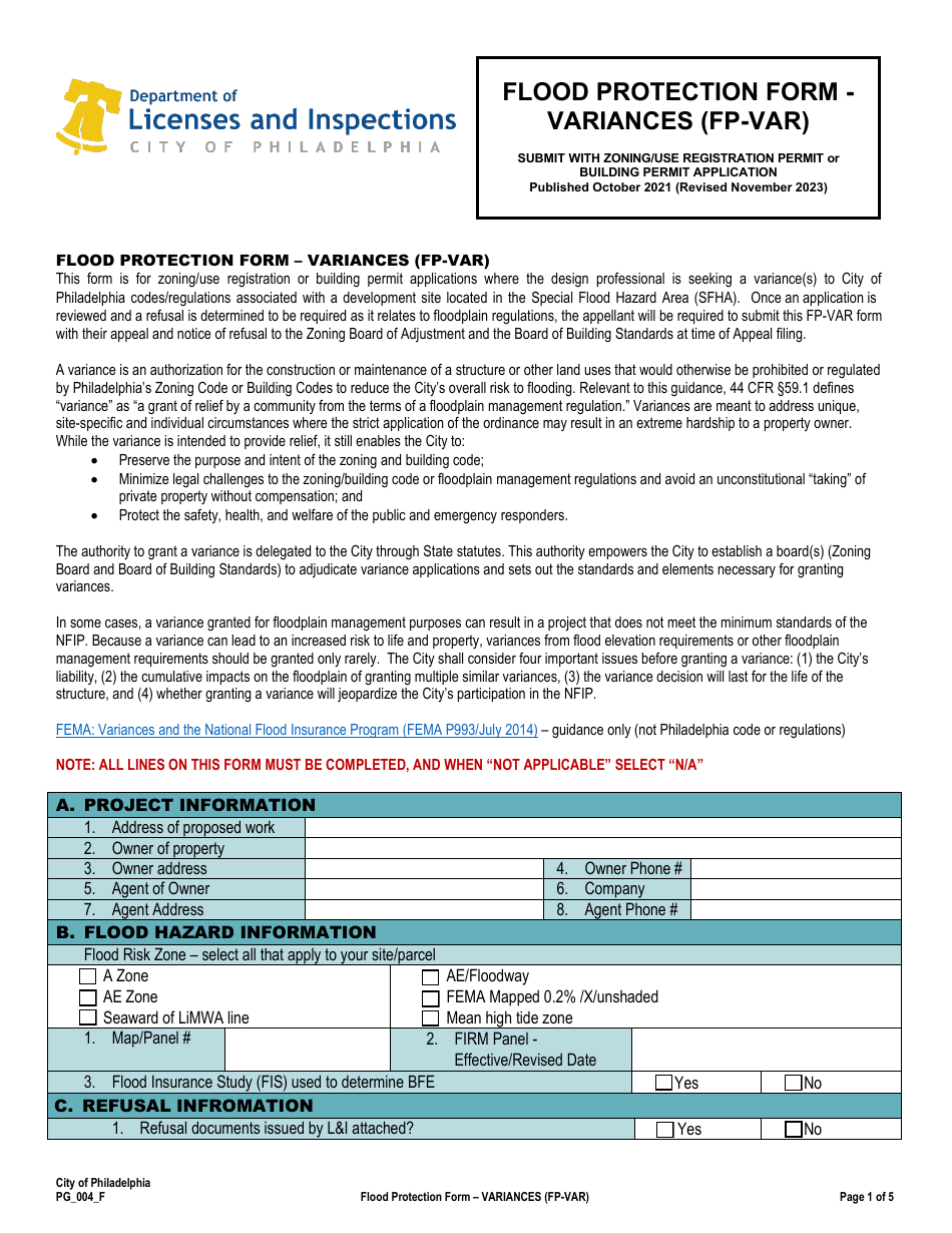 Form PG_004_F - Fill Out, Sign Online and Download Fillable PDF, City ...