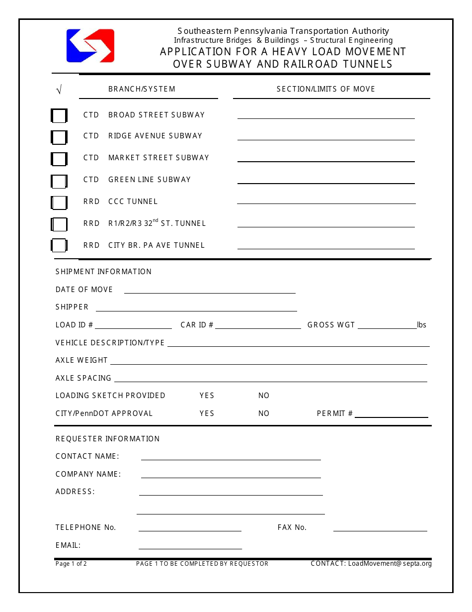 City of Philadelphia, Pennsylvania Application for a Heavy Load ...