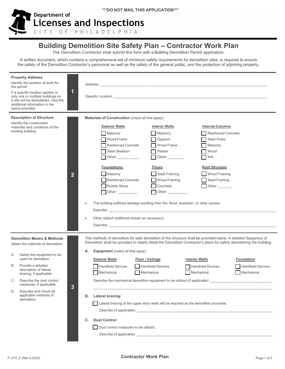 Form P_010_F Download Fillable PDF or Fill Online Building Demolition ...