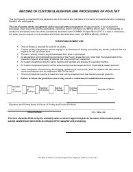 Maine Record of Custom Slaughter and Processing of Poultry - Fill Out ...