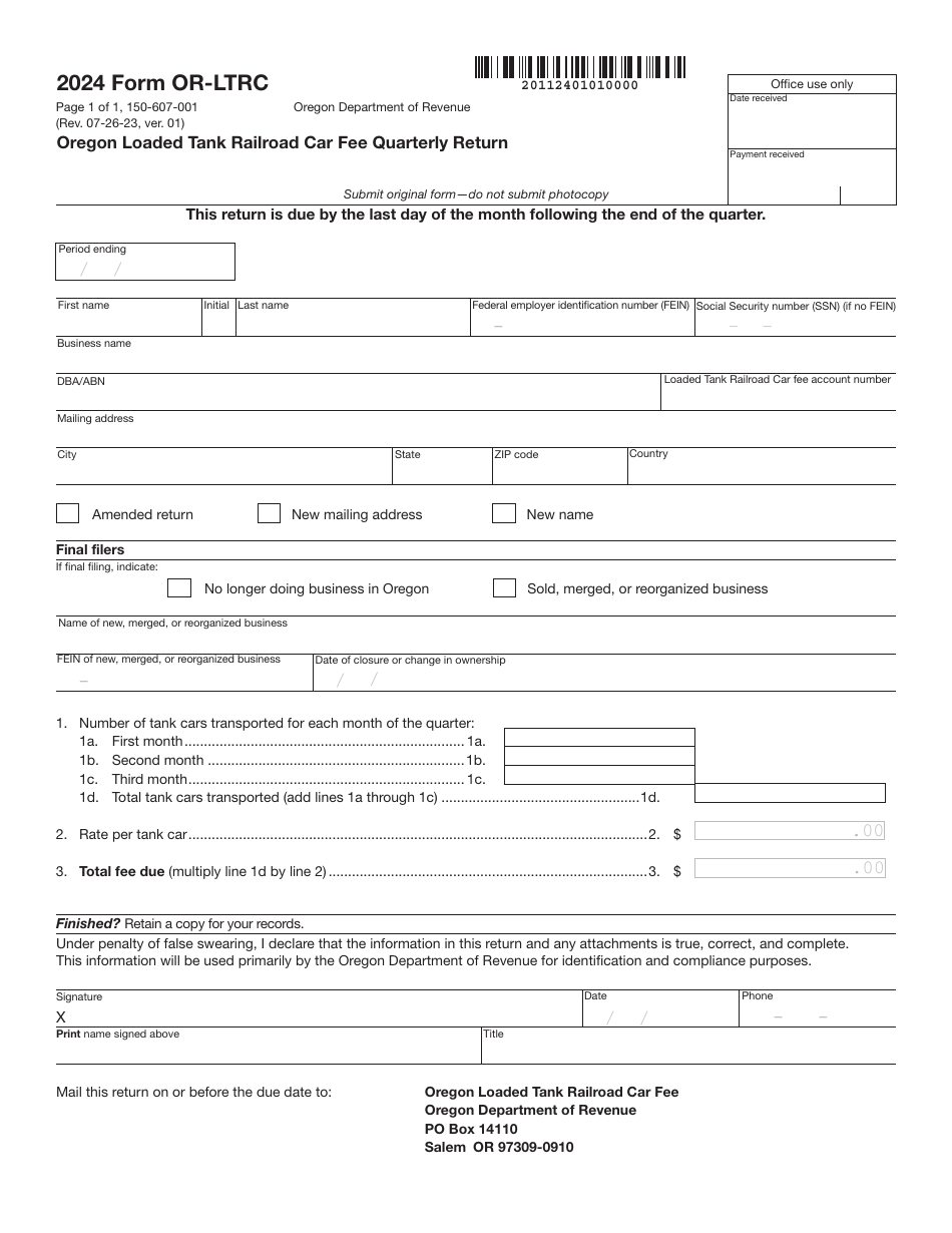 Form OR-LTRC (150-607-001) - 2024 - Fill Out, Sign Online and Download ...
